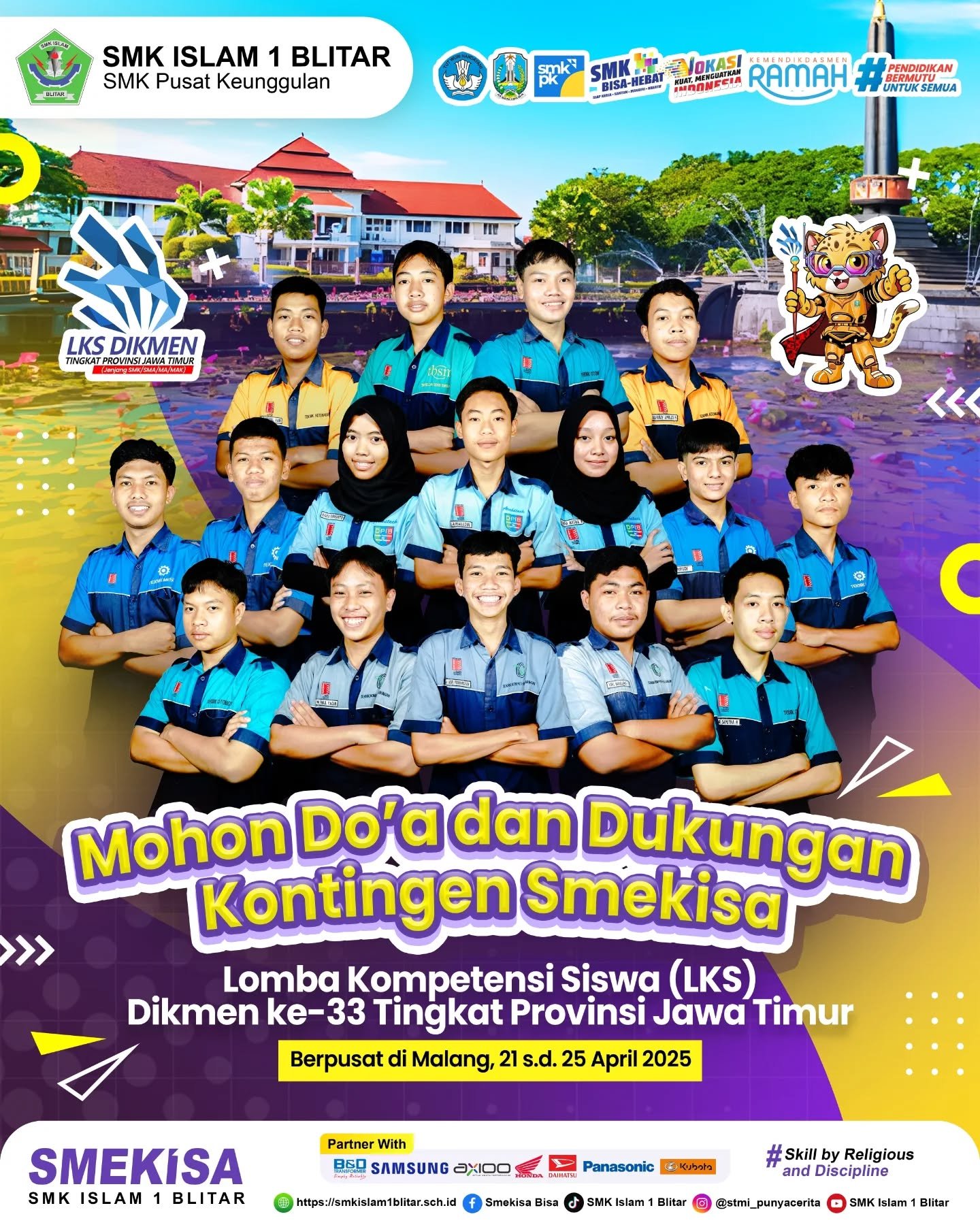 Mohon Do'a Restu dan Dukungan Kontingen SMK Islam 1 Blitar Siap Berlaga di LKS Dikmen ke-33 ...